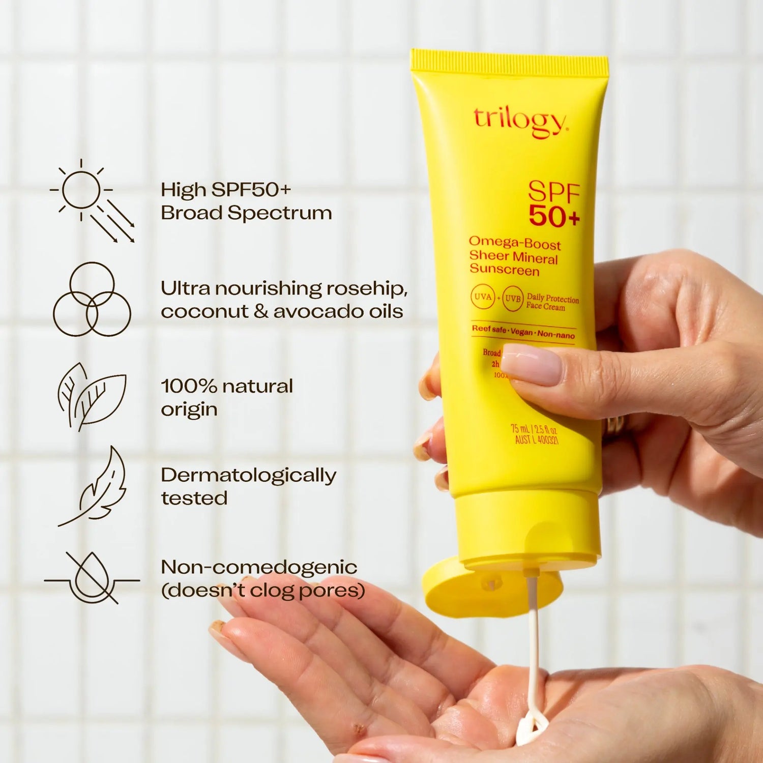 Trilogy SPF 50+ Omega-Boost Sheer Mineral Sunscreen, 75mL