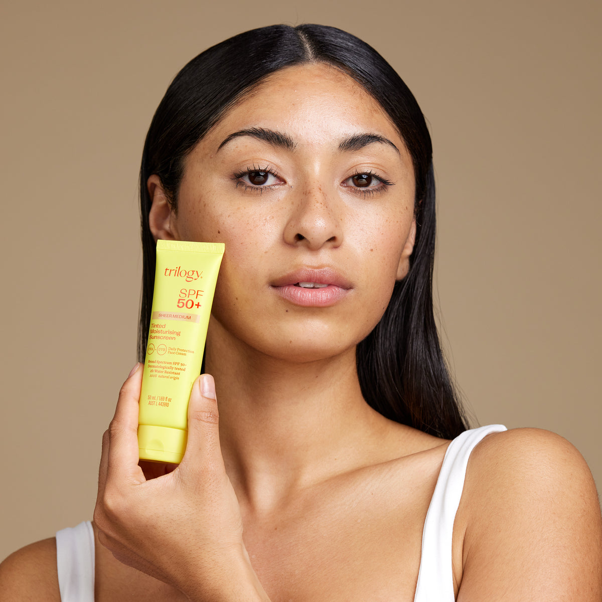 NEW SPF 50+ Tinted Moisturising Sunscreen in 3 sheer tints - Trilogy